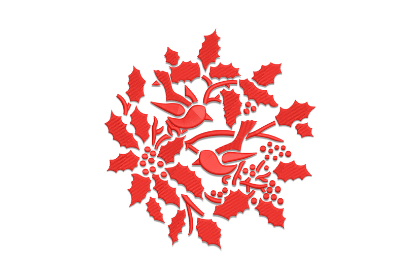 Red Holly Birds Silhouette – Christmas Machine Embroidery Design ...