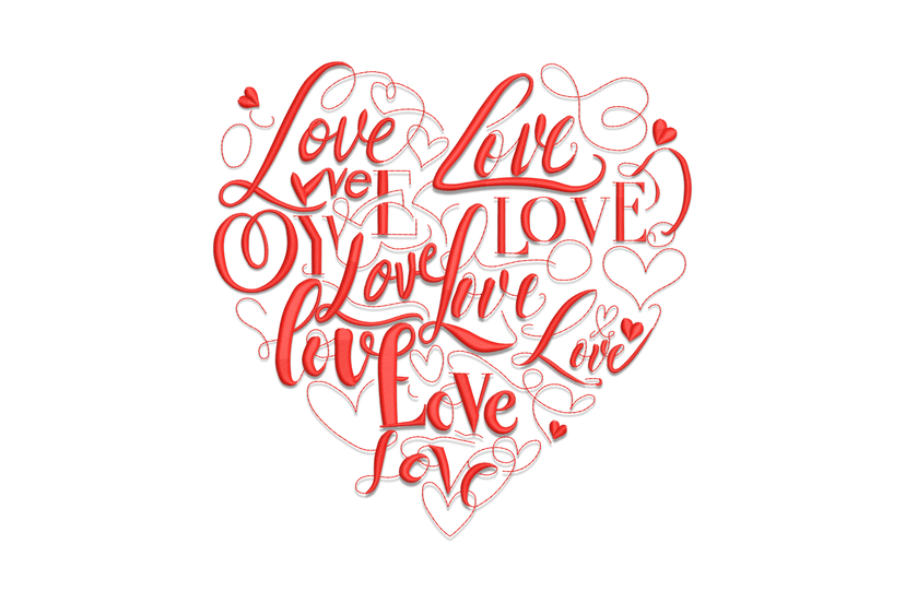 Love Letter Heart – Script Valentine Embroidery Design | Embroidize