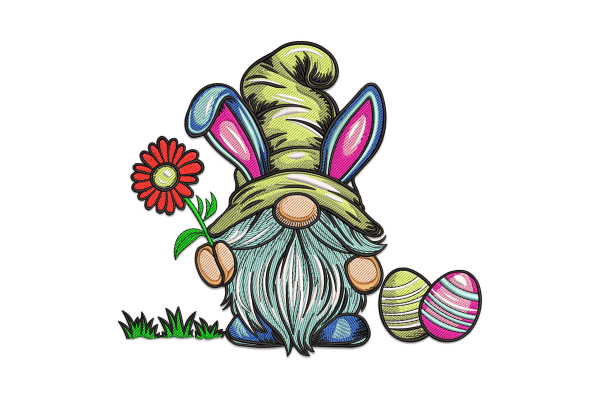 Easter Bunny Gnome – Spring Machine Embroidery Design | Embroidize