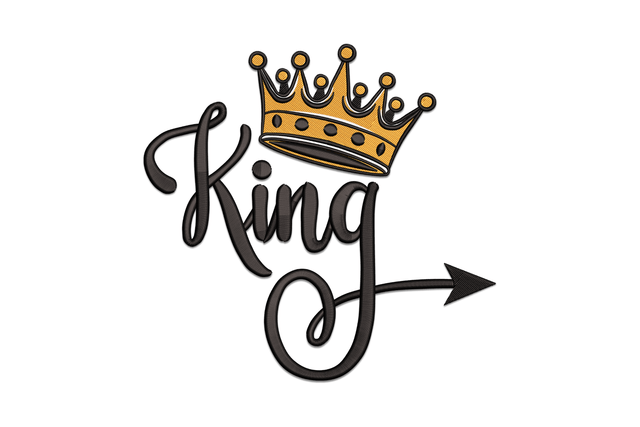 King Script with Crown – Machine Embroidery Design | Embroidize