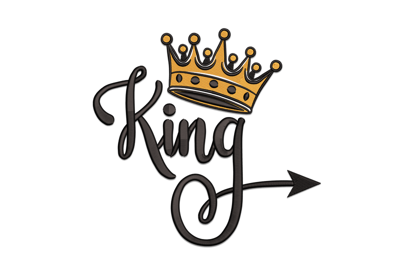 King Script with Crown – Machine Embroidery Design | Embroidize