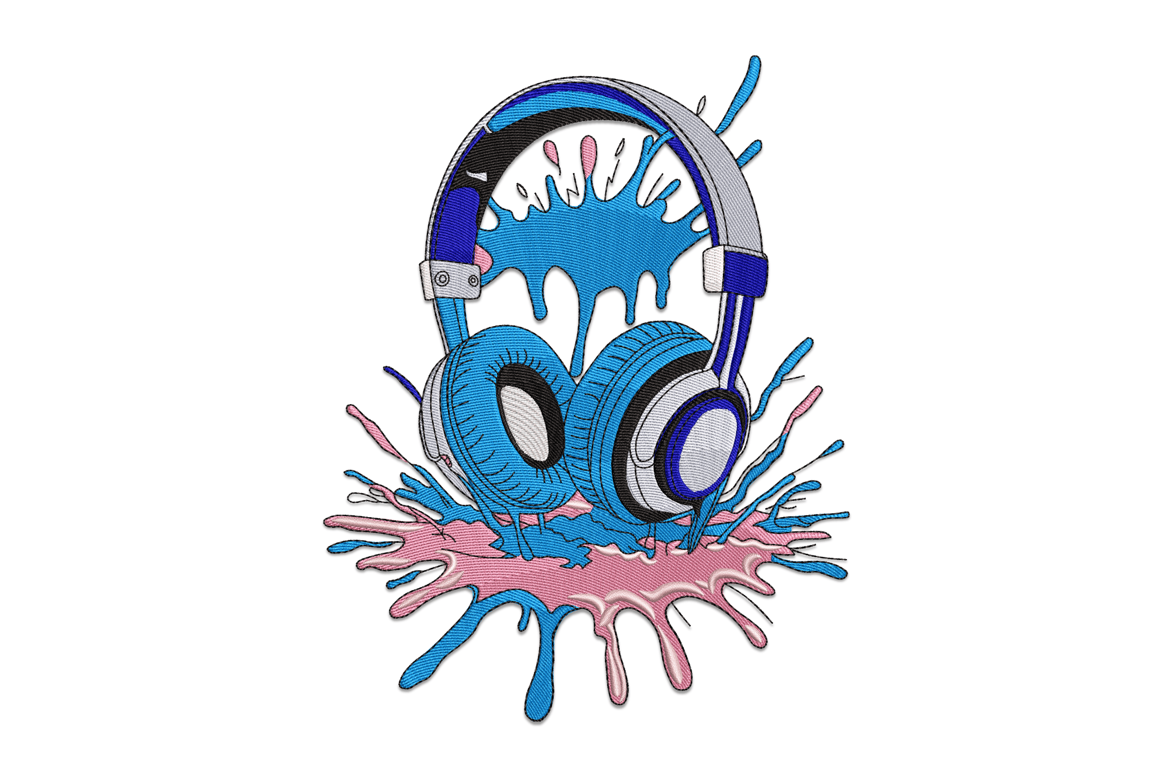 Splash Beats – Headphone Music Machine Embroidery Design | Embroidize
