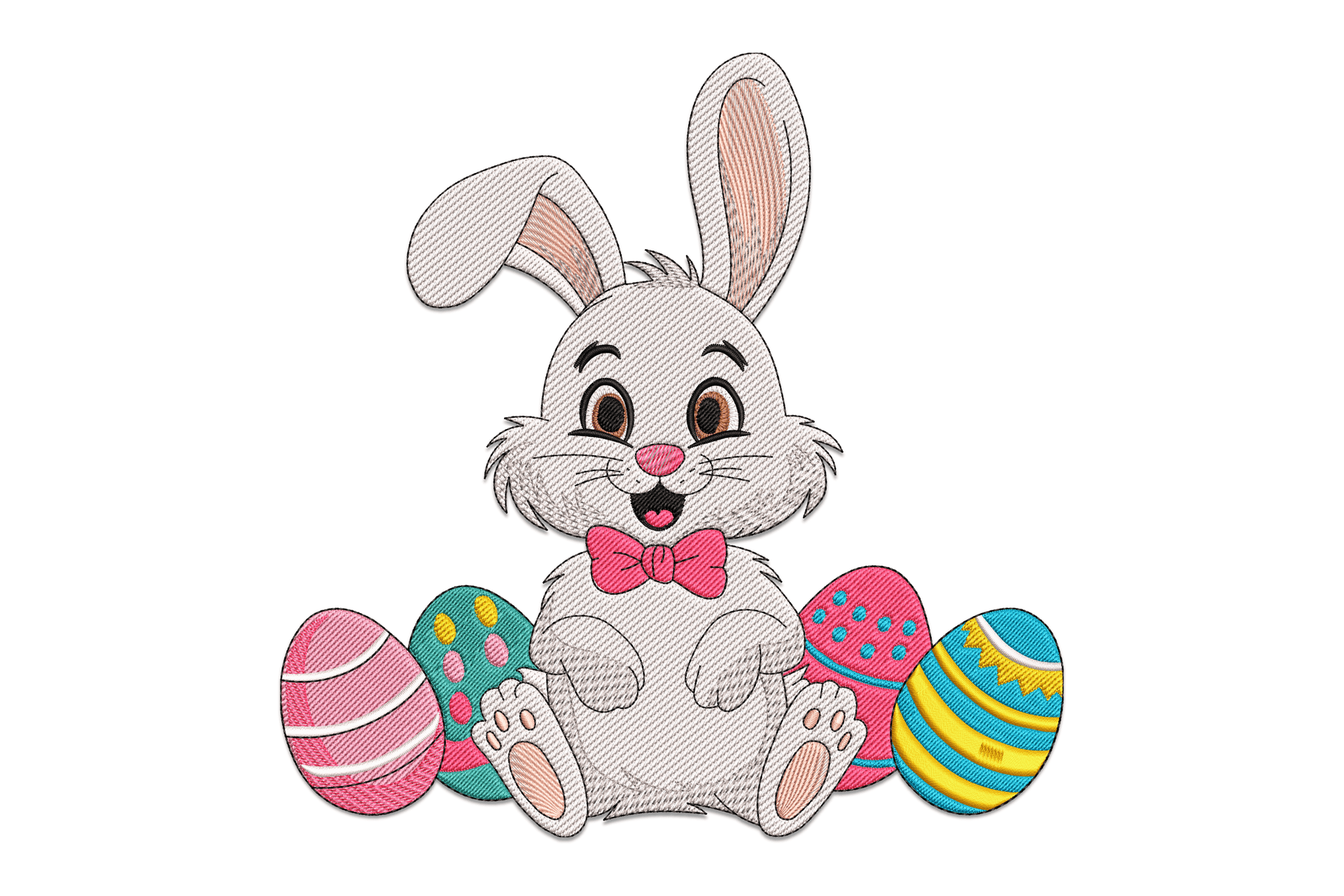Cute Easter Bunny & Eggs – Machine Embroidery Design | Embroidize