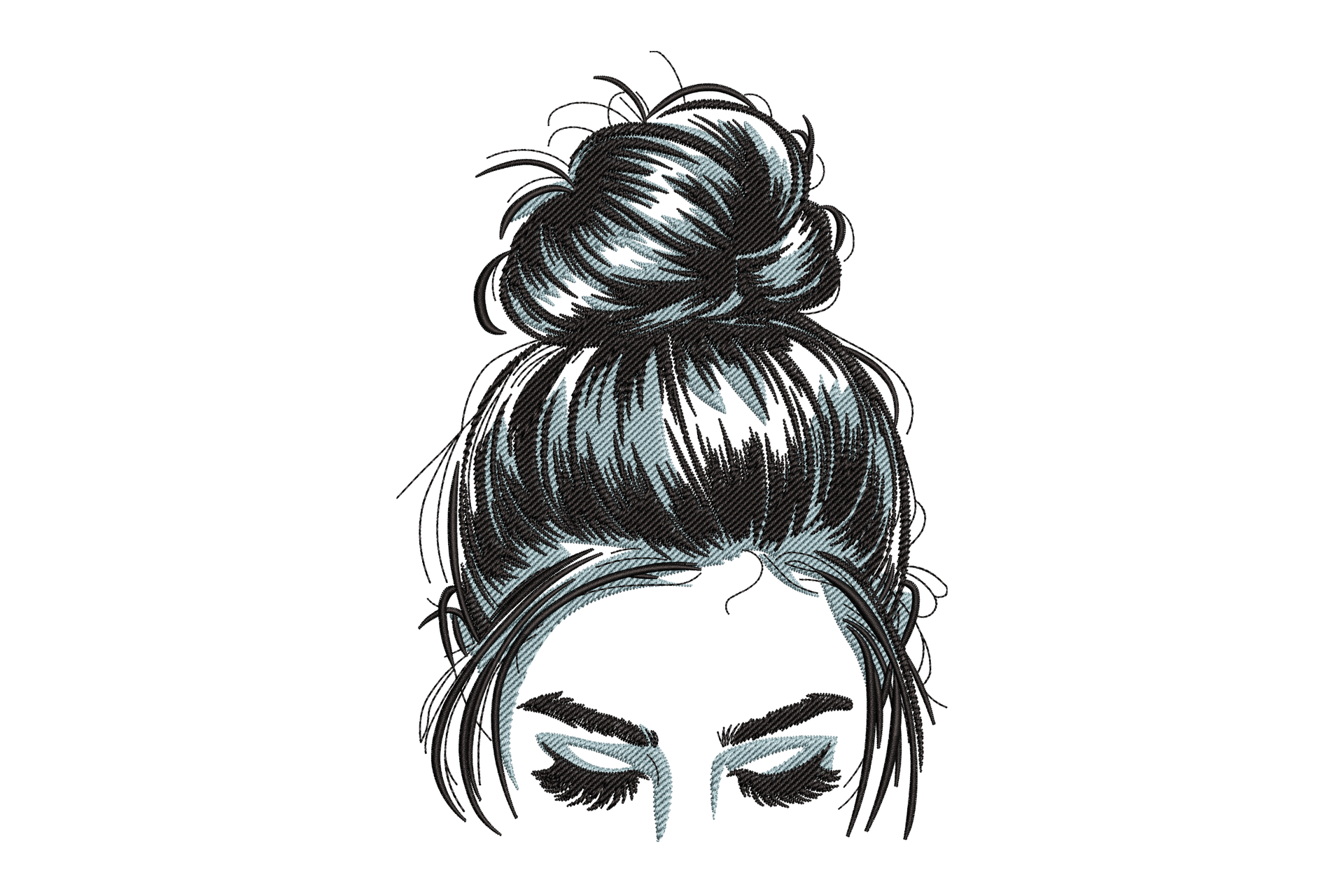 Messy Bun Hair Silhouette – Machine Embroidery Design | Embroidize
