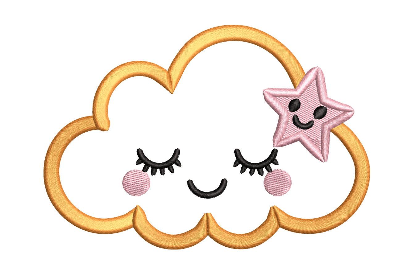 Happy Cloud & Star Nursery Embroidery Design | Embroidize