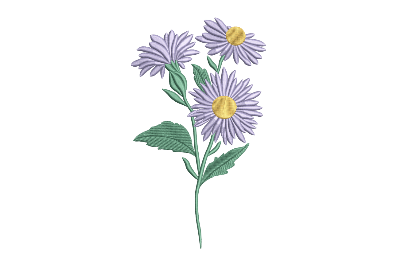 Daisy Stem Trio – Simple Floral Machine Embroidery Design | Embroidize