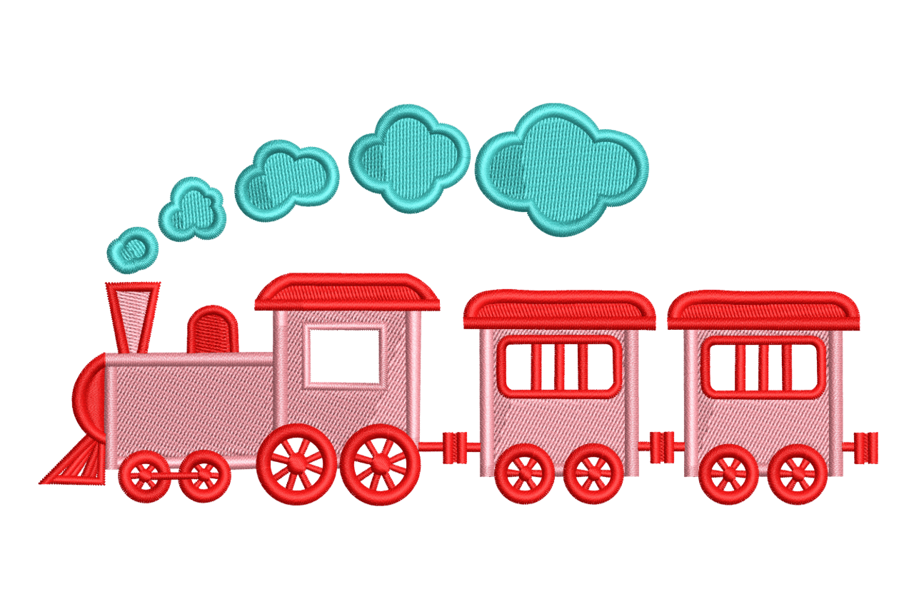 Cute Train & Clouds – Kids Machine Embroidery Design | Embroidize