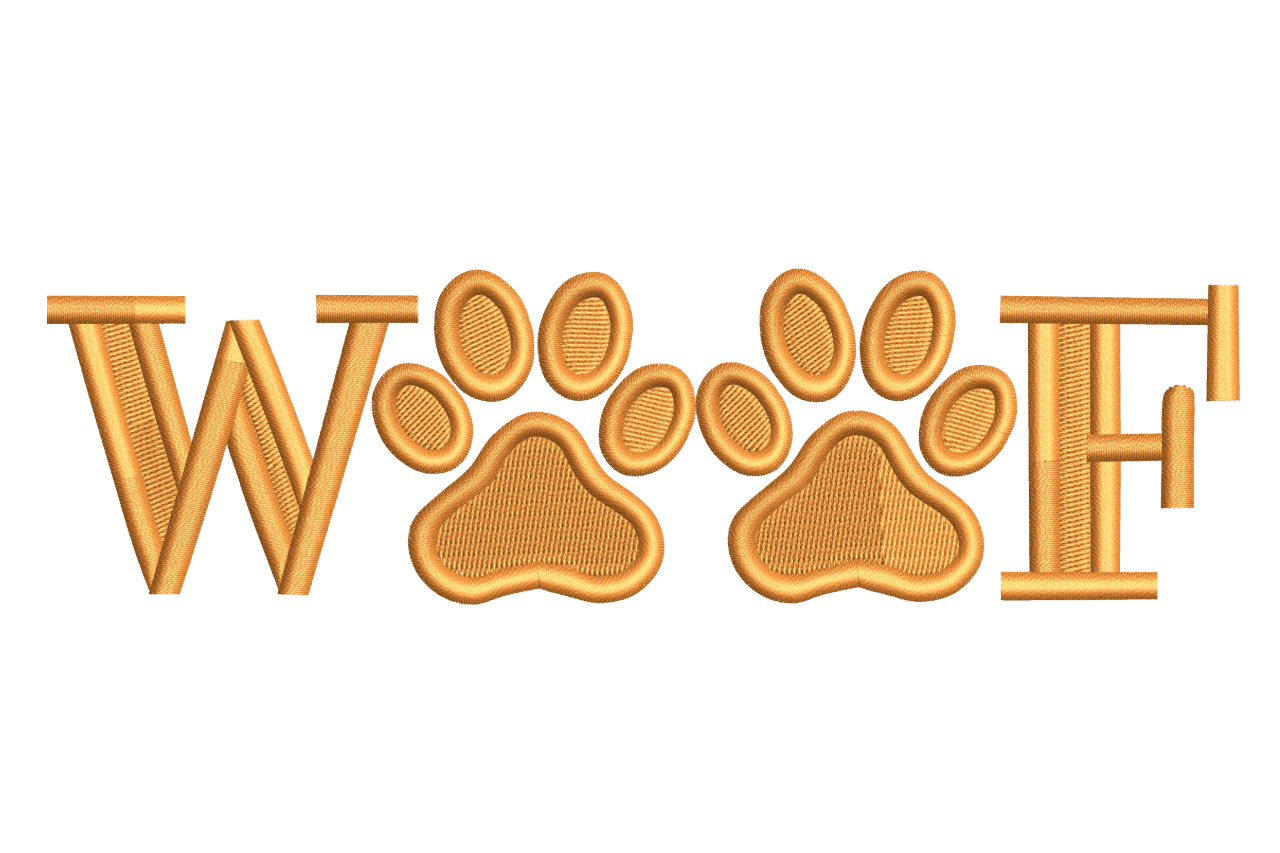 WOOF Paw Print Word – Dog Lover Embroidery Design | Embroidize