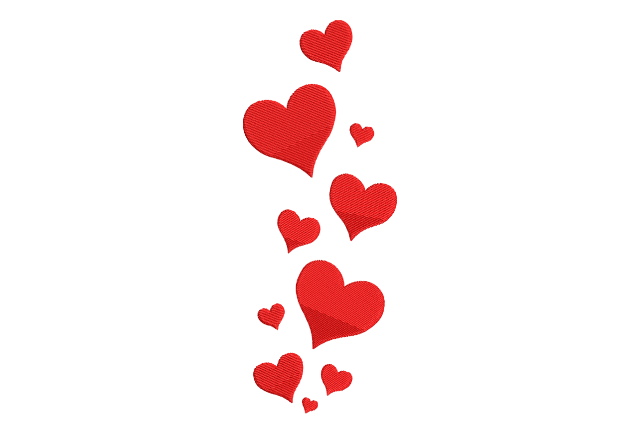 Scattered Hearts Line – Vertical Valentine Embroidery Design | Embroidize