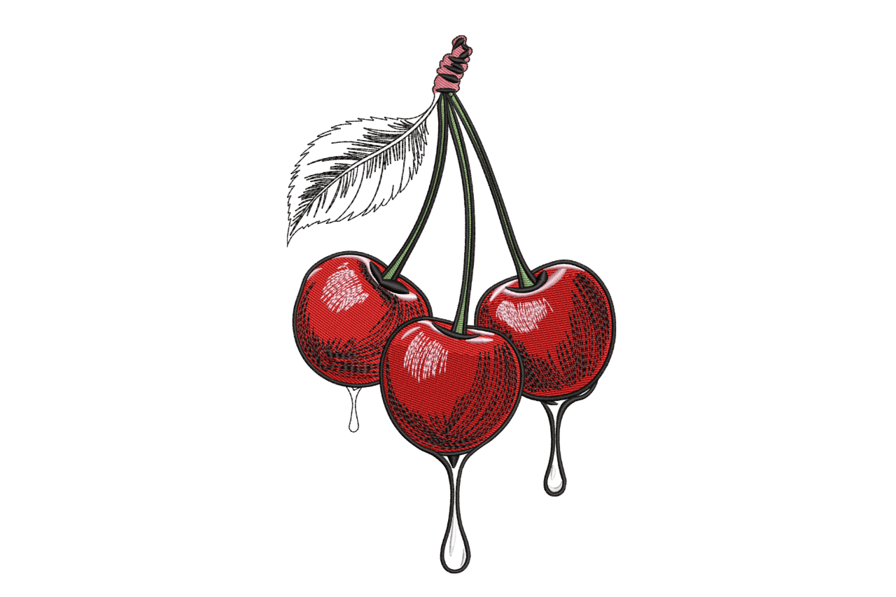 Dripping Cherries – Tattoo Style Fruit Machine Embroidery Design ...