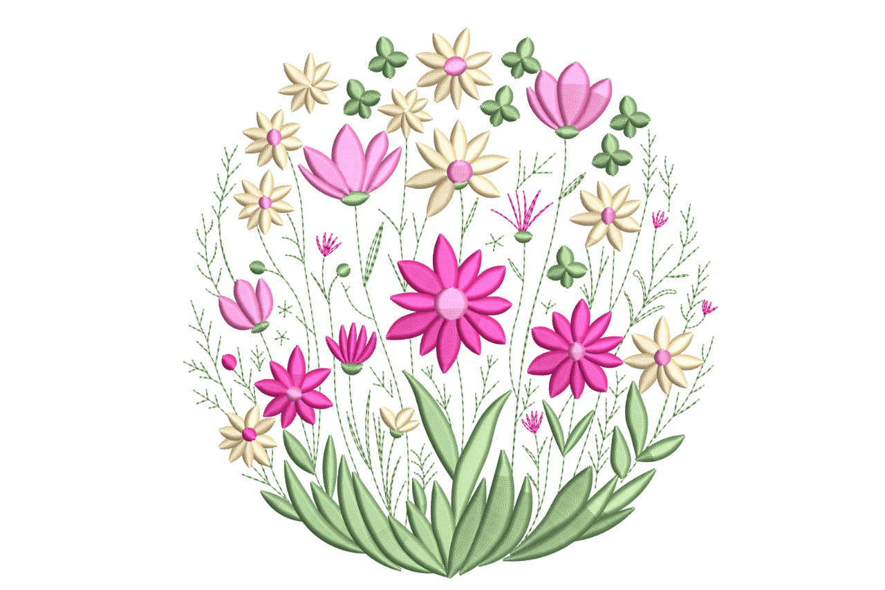 Wildflower Meadow Circle – Machine Embroidery Design | Embroidize