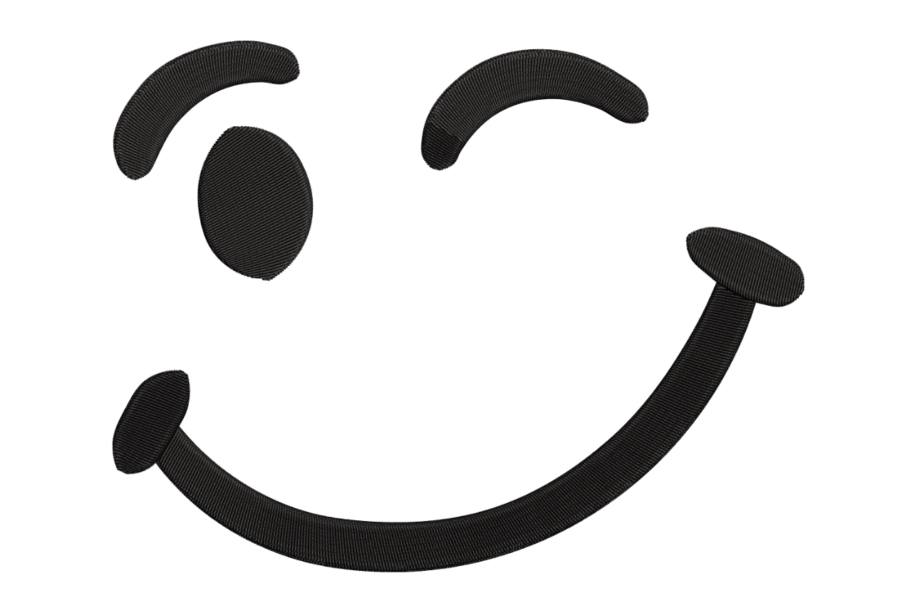 Winking Smiley Face Motif – Embroidery Design | Embroidize