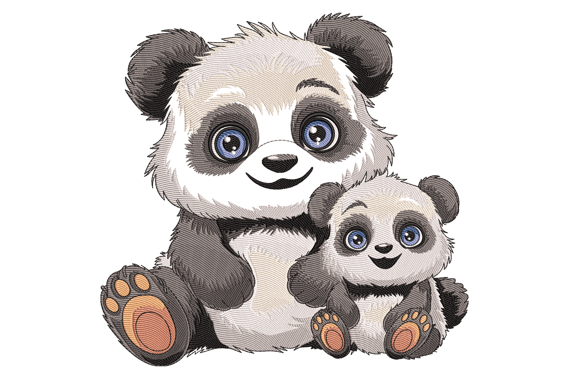 Mama & Baby Panda – Machine Embroidery Design | Embroidize