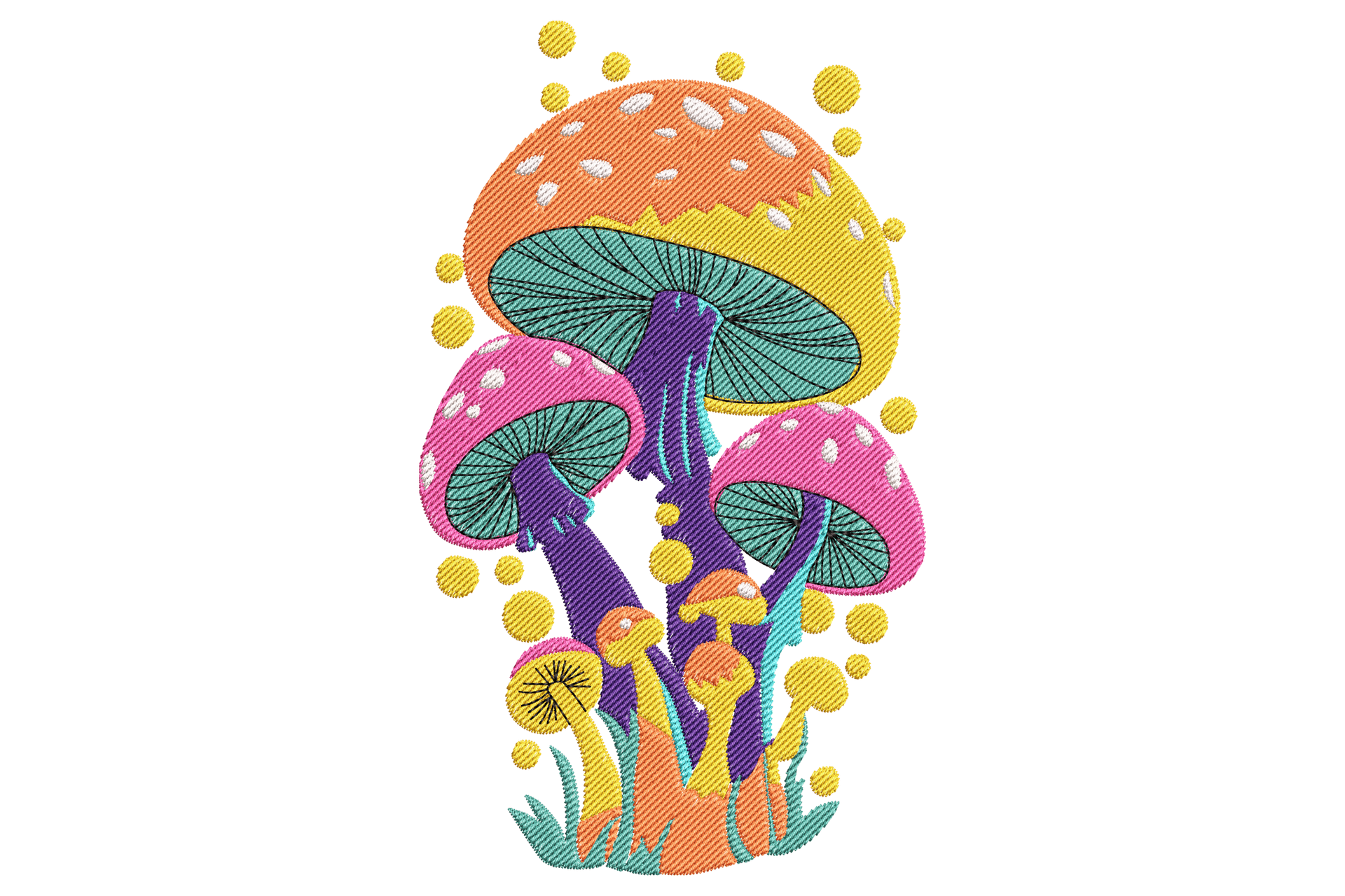 Psychedelic Mushrooms – Machine Embroidery Design | Embroidize