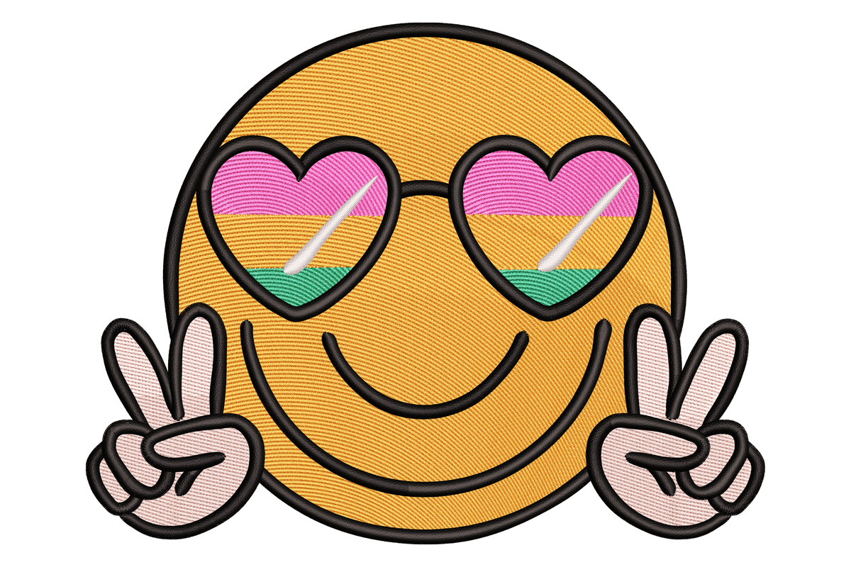 Peace Smiley – Heart Sunglasses Machine Embroidery Design | Embroidize
