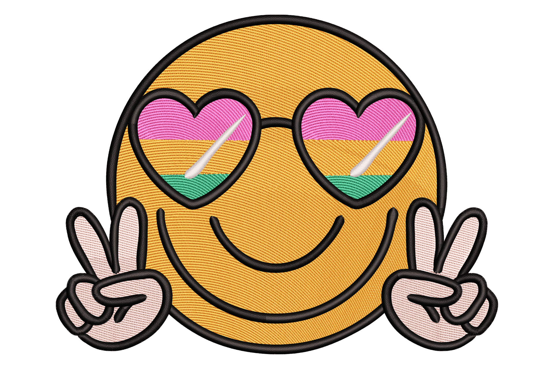 Peace Smiley – Heart Sunglasses Machine Embroidery Design | Embroidize