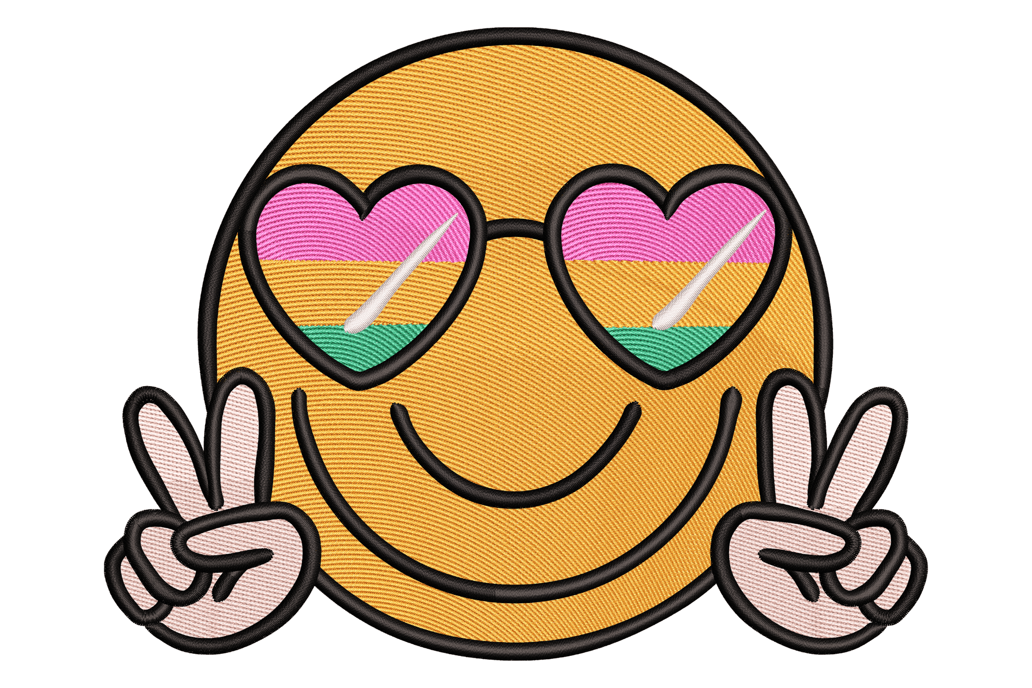 Peace Smiley – Heart Sunglasses Machine Embroidery Design | Embroidize