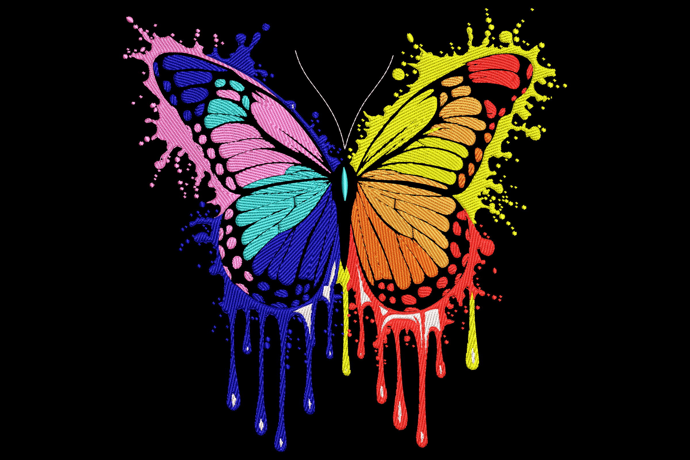Rainbow Drip Butterfly – Machine Embroidery Design | Embroidize