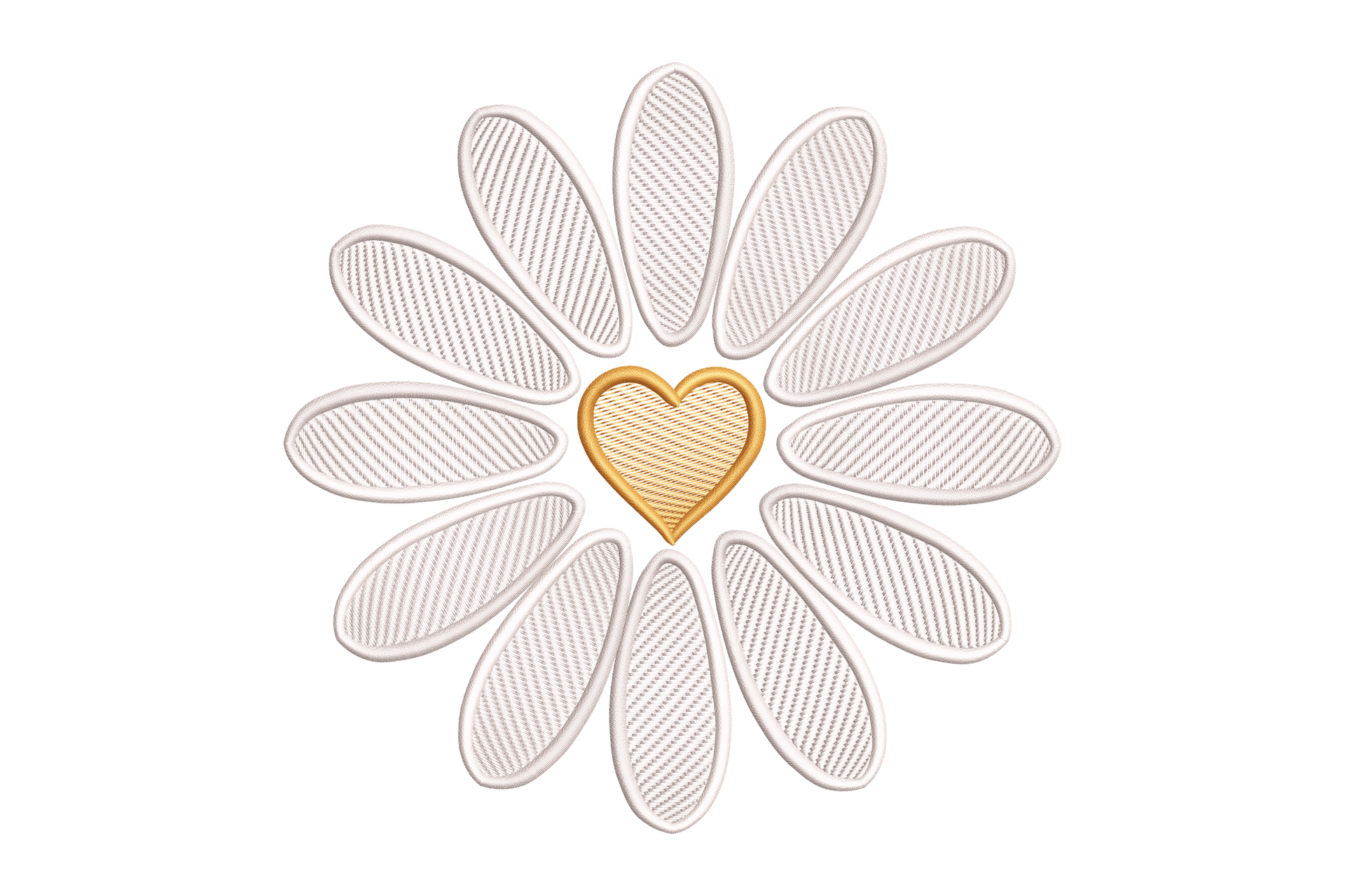 Heart Center Daisy – Love Flower Machine Embroidery Design | Embroidize
