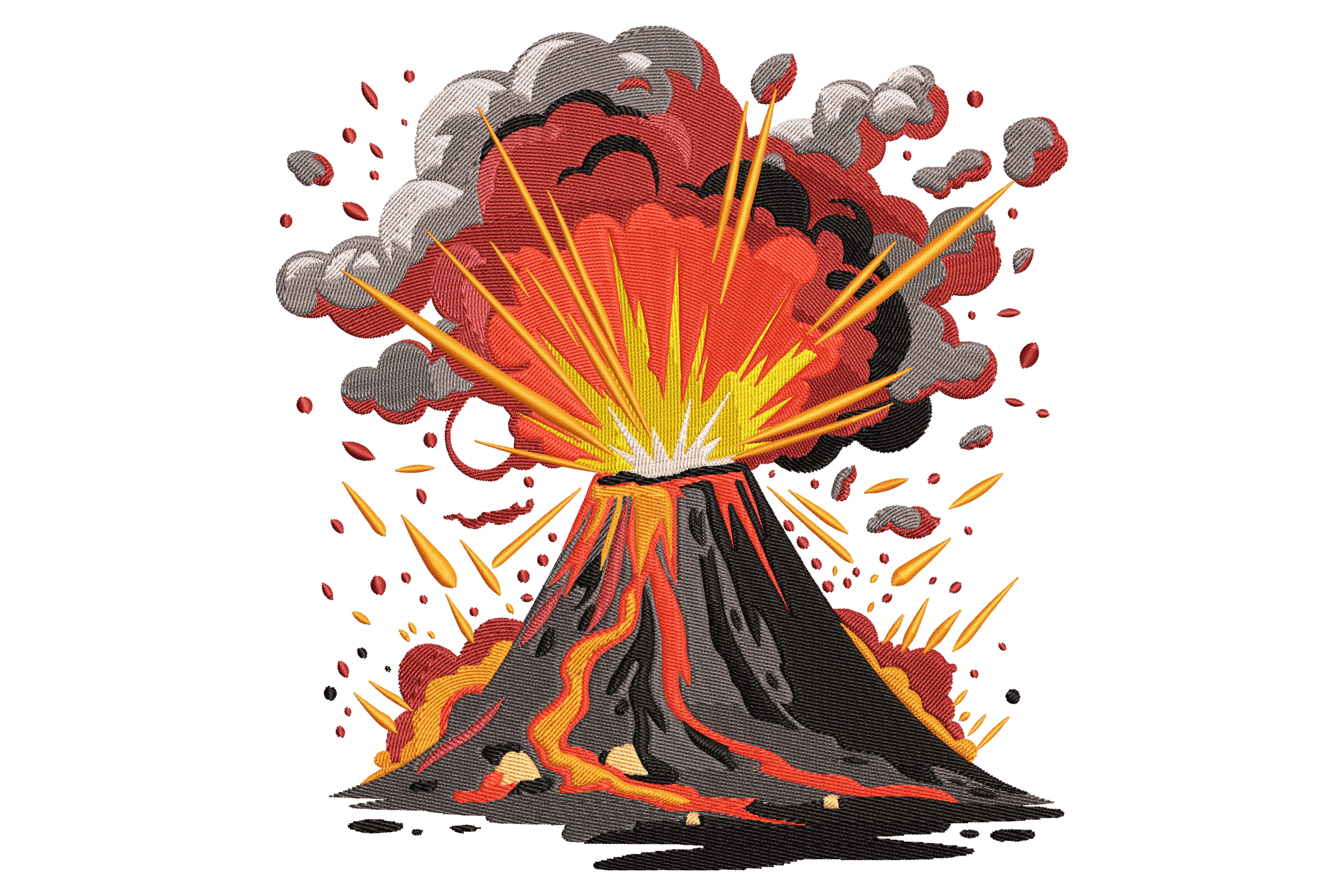 Explosive Volcano – Lava Burst Machine Embroidery Design | Embroidize