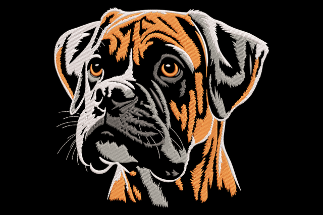 Boxer Dog Head – Pet Portrait Machine Embroidery Design | Embroidize