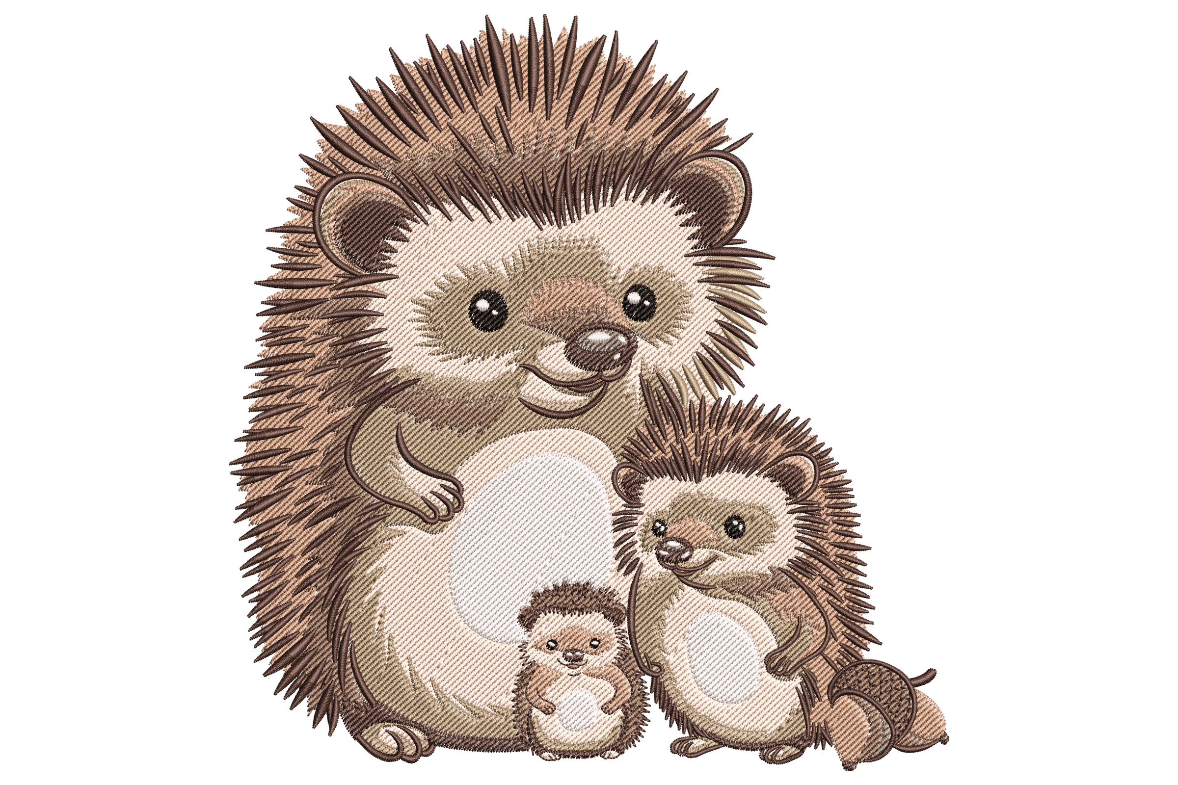 Hedgehog Family Trio – Woodland Machine Embroidery Design | Embroidize