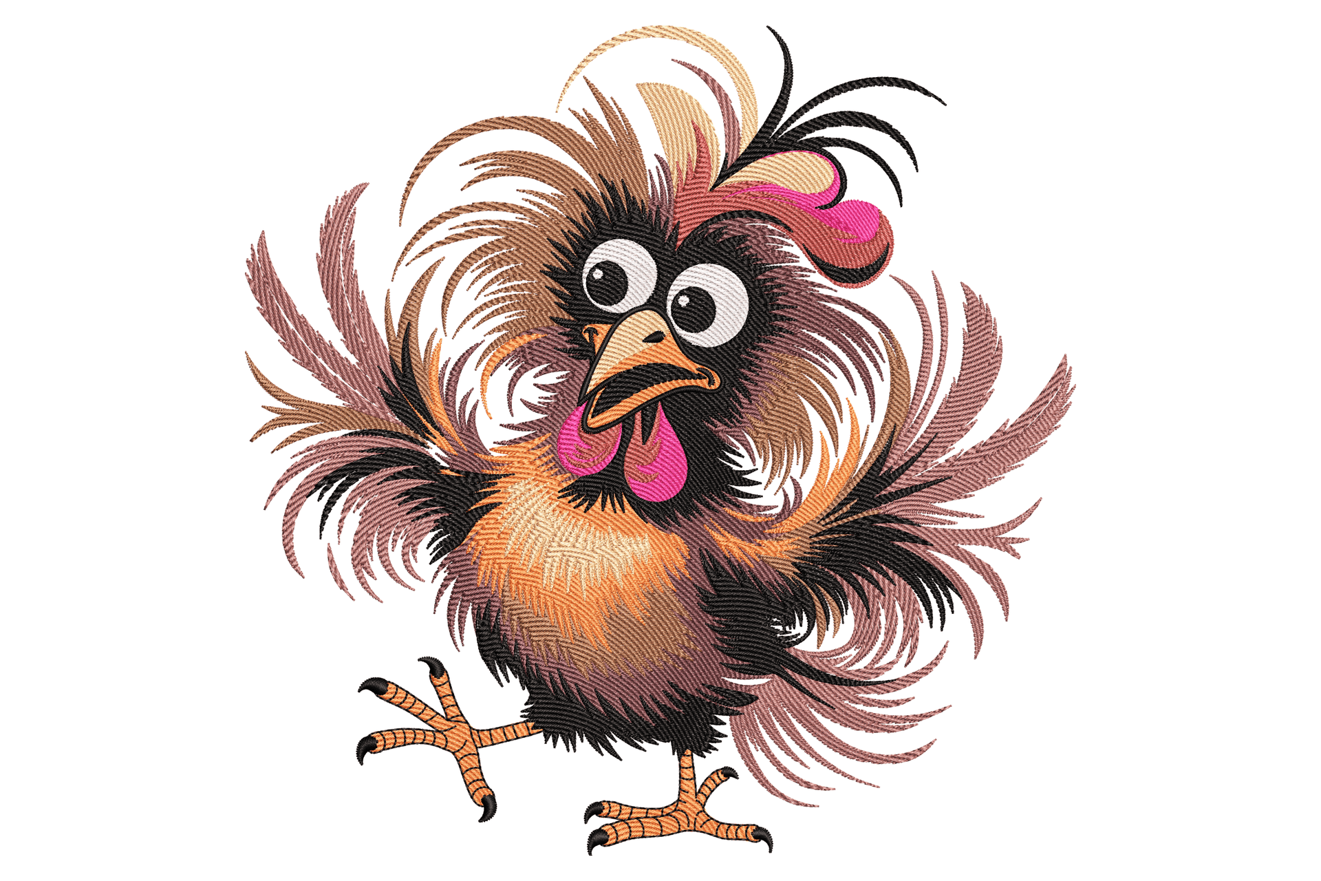 Crazy Fluffy Chicken – Funny Farm Machine Embroidery Design | Embroidize