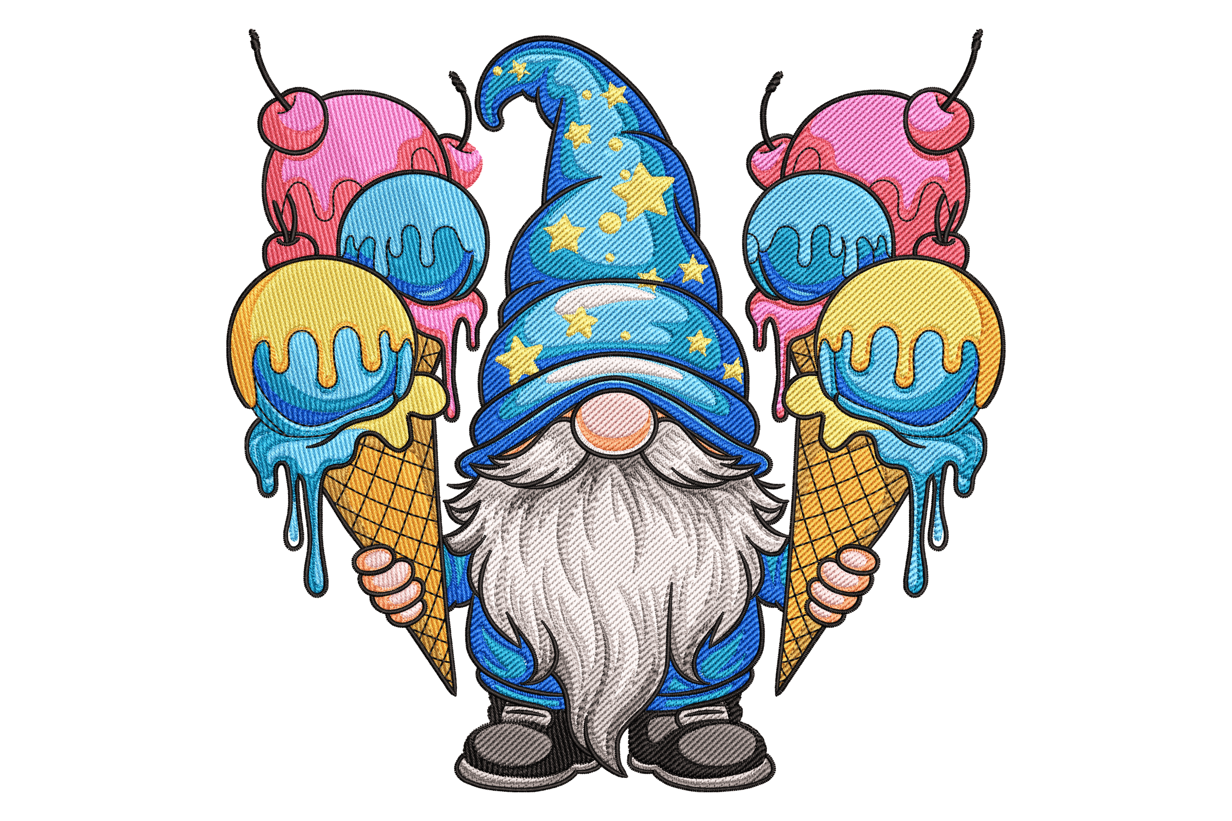 Ice Cream Gnome – Summer Dessert Machine Embroidery Design | Embroidize