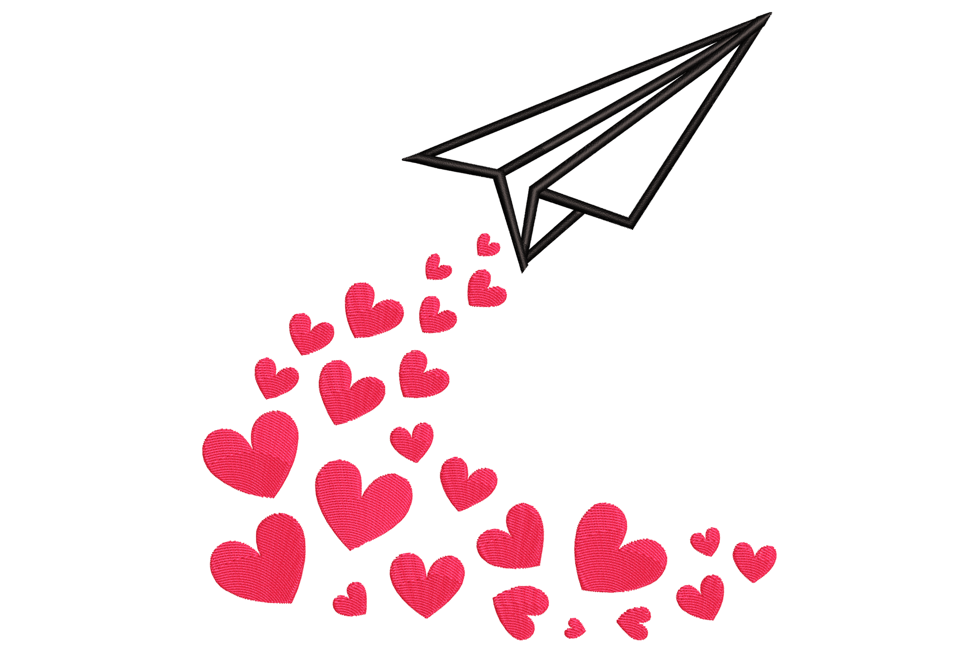 Paper Plane of Hearts – Love Machine Embroidery Design | Embroidize