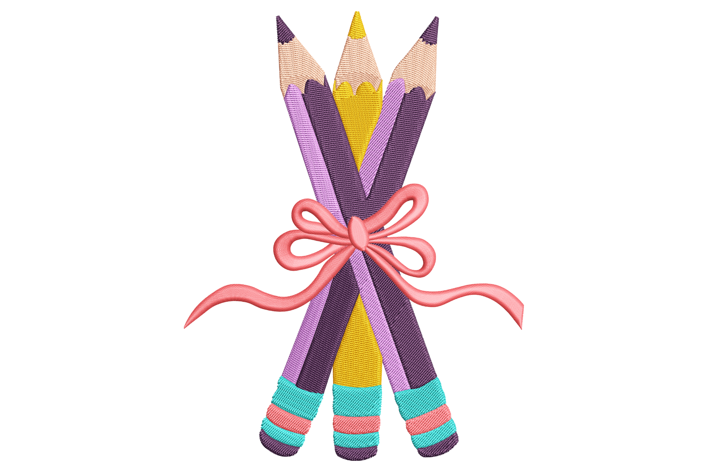 Color Pencils with Bow – Teacher Machine Embroidery Design | Embroidize