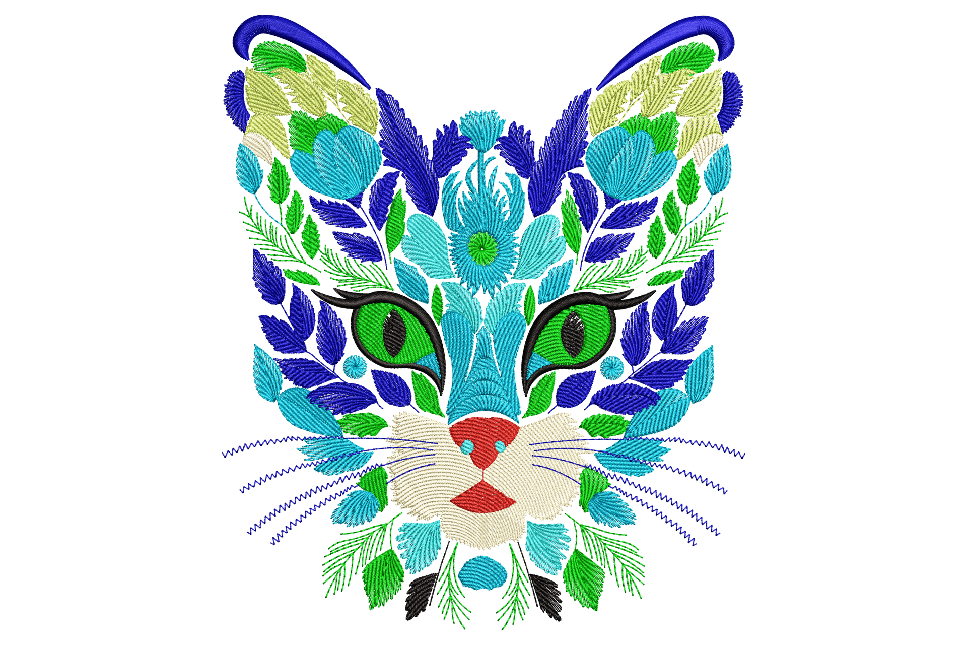 Floral Cat Face – Machine Embroidery Design | Embroidize