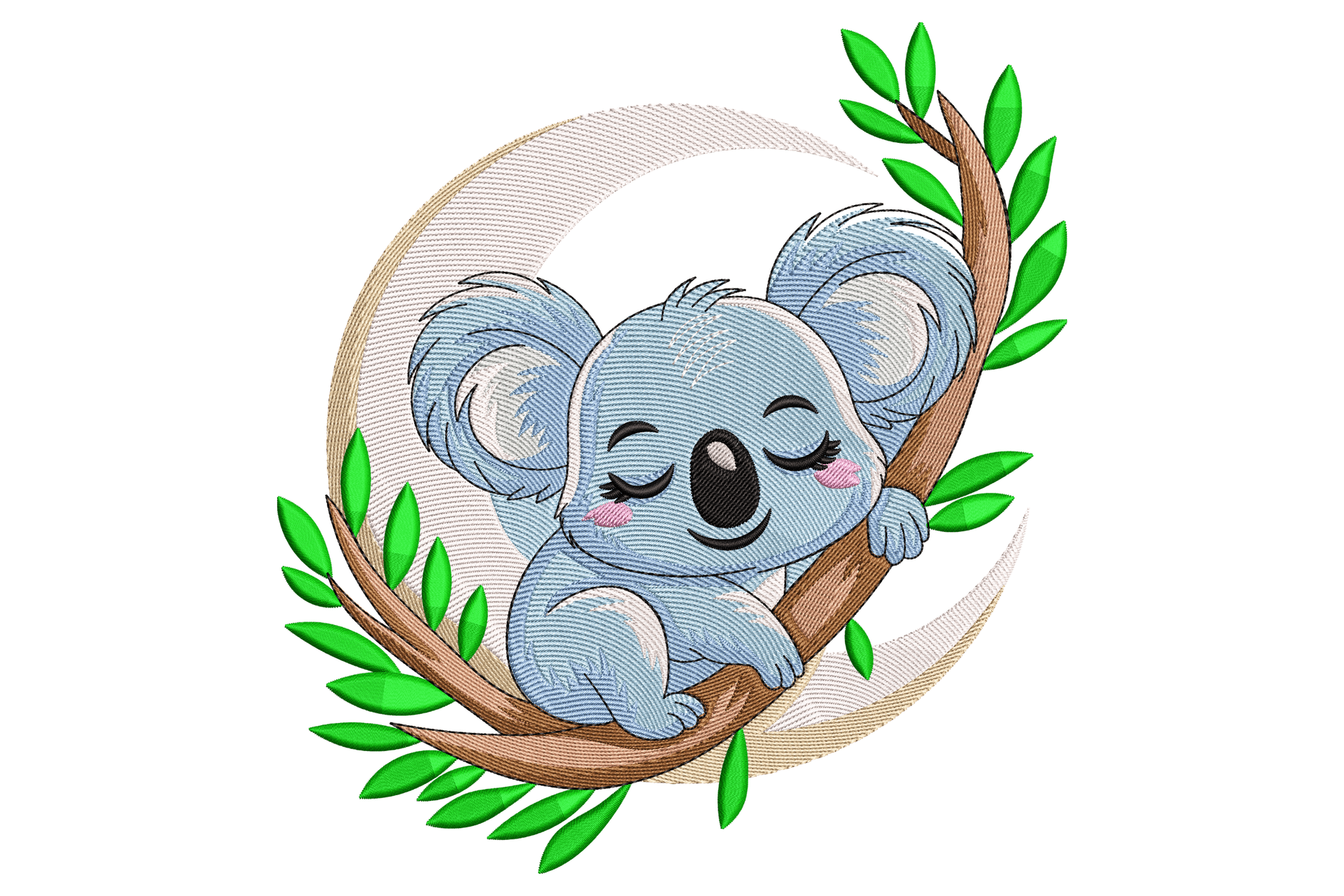 Sleepy Koala Moon – Baby Nursery Embroidery Design | Embroidize