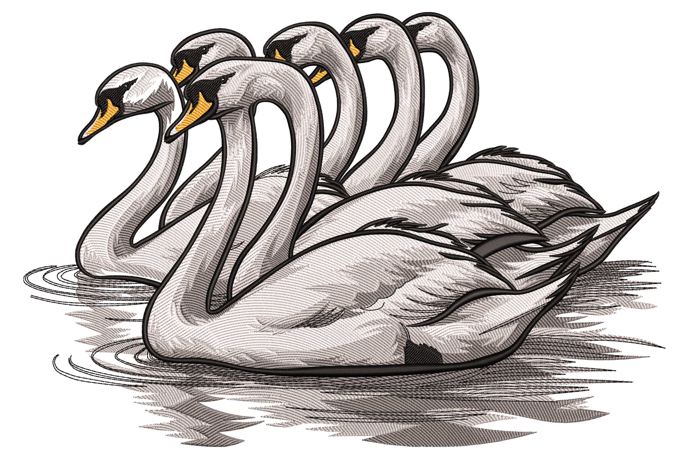 Swan Flock on Lake – Machine Embroidery Design | Embroidize