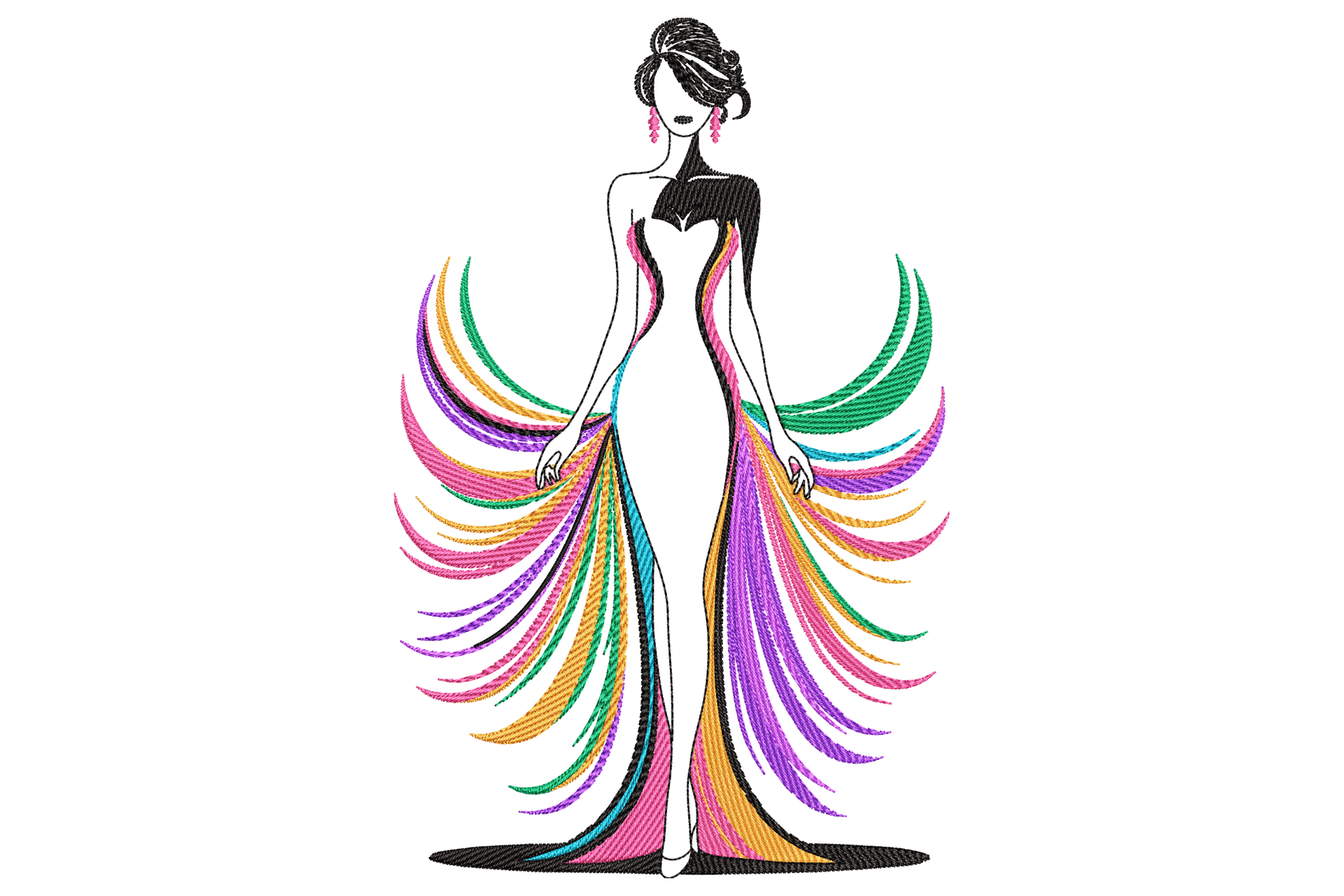 Fashion Lady Dress – Machine Embroidery Design | Embroidize