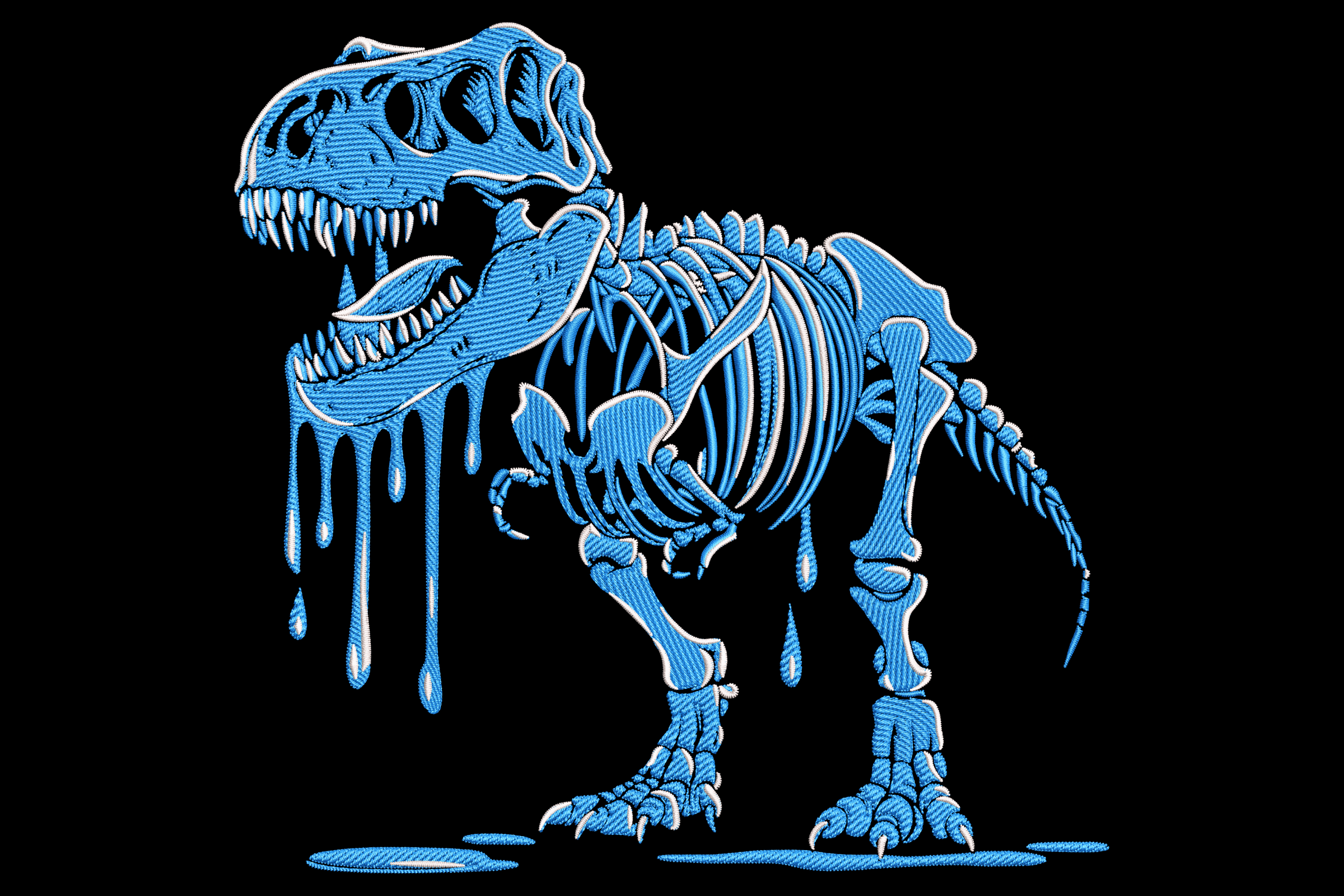 Dripping T-Rex Skeleton – Dinosaur Embroidery Design | Embroidize