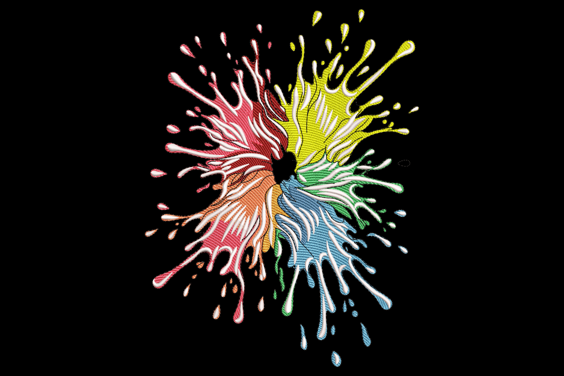 Rainbow Paint Splash – Abstract Machine Embroidery Design | Embroidize