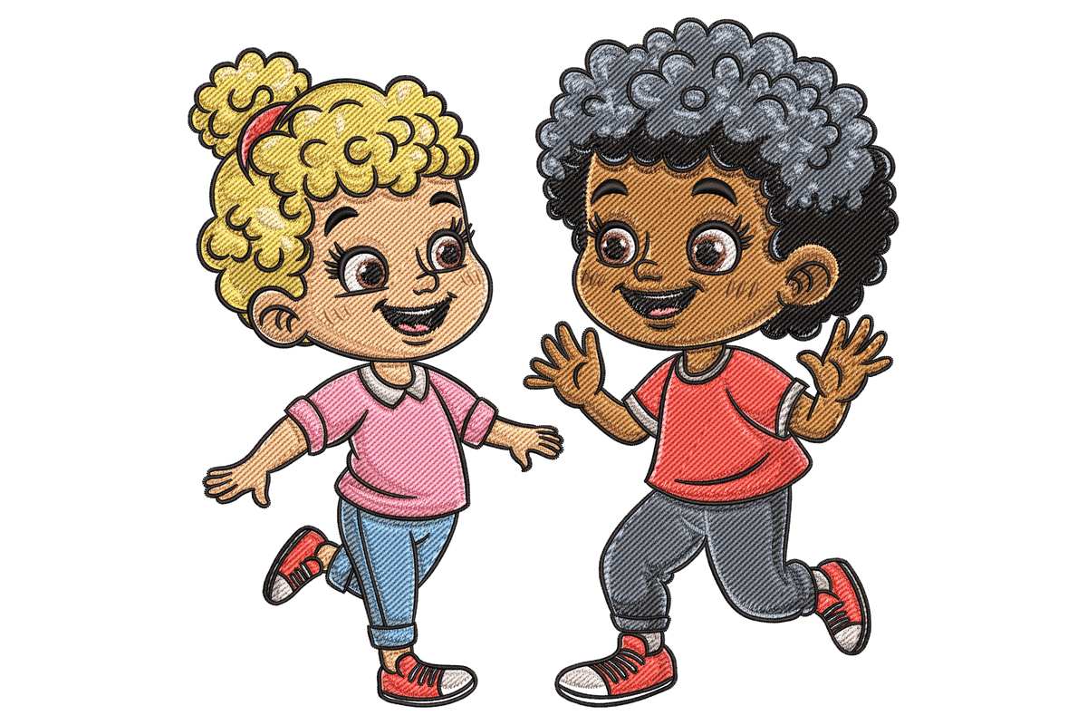 Cute Kids Playing – Machine Embroidery Design | Embroidize