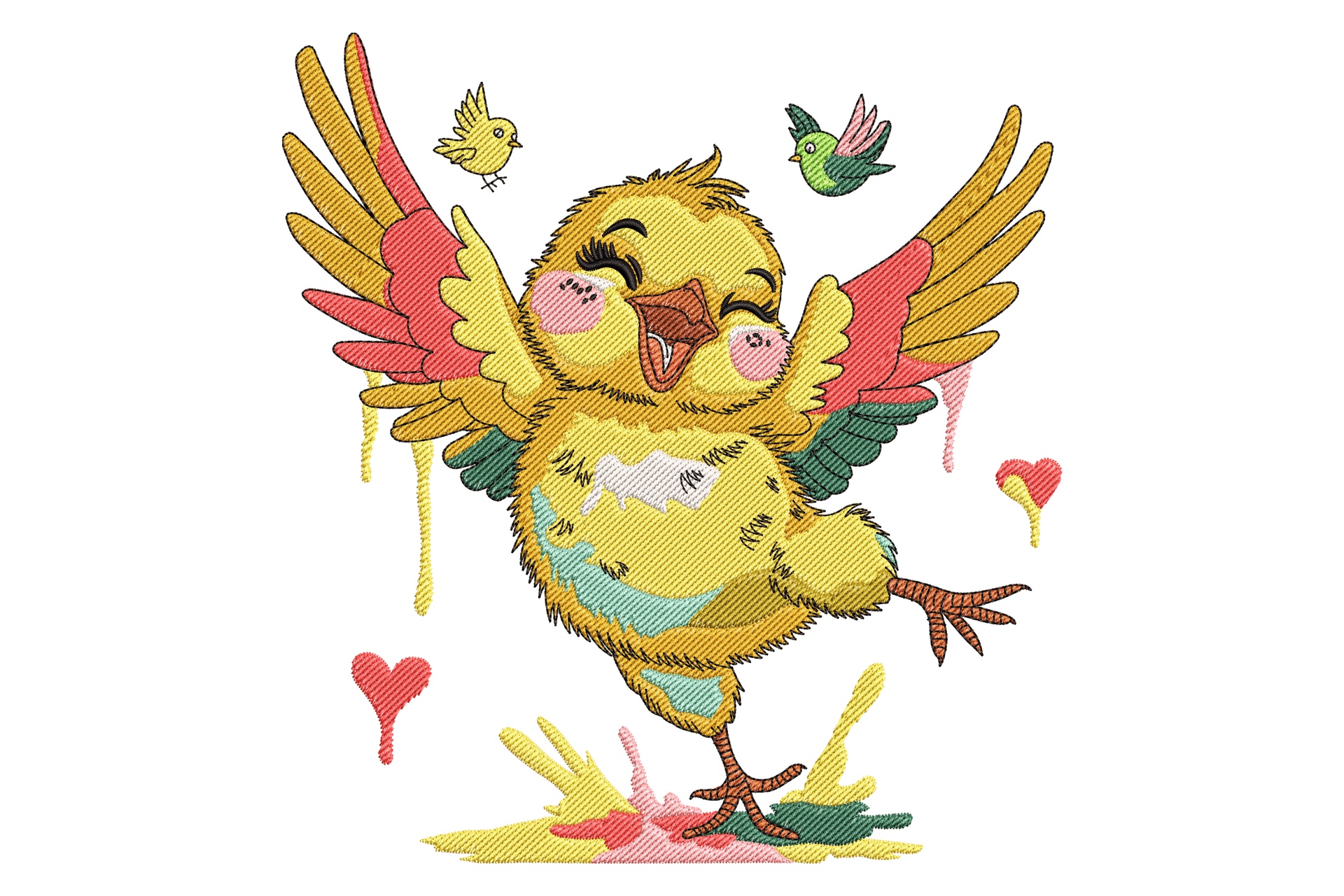 Happy Dancing Chick – Cute Bird Embroidery Design | Embroidize