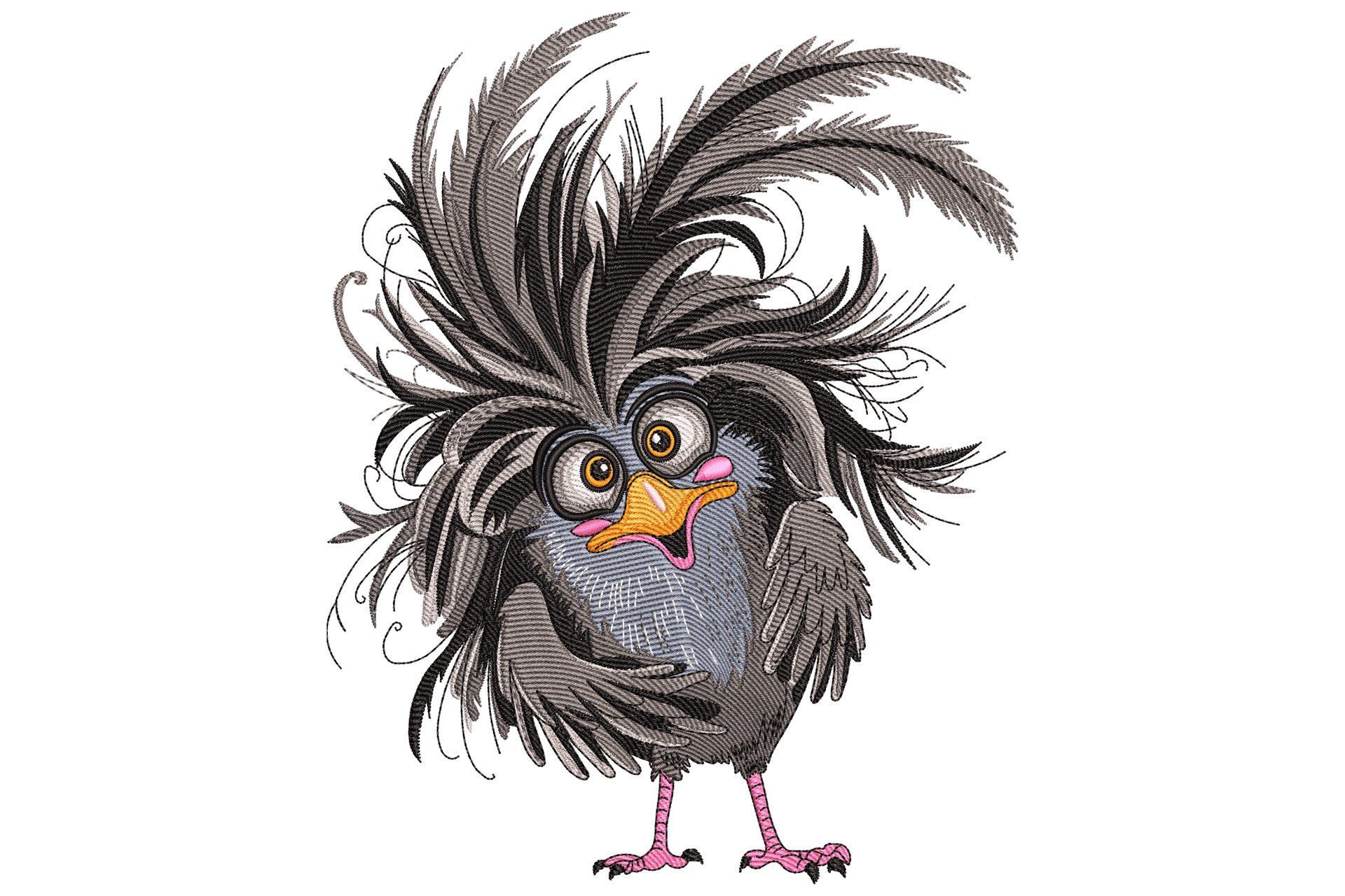 Crazy Hair Bird – Whimsical Machine Embroidery Design | Embroidize