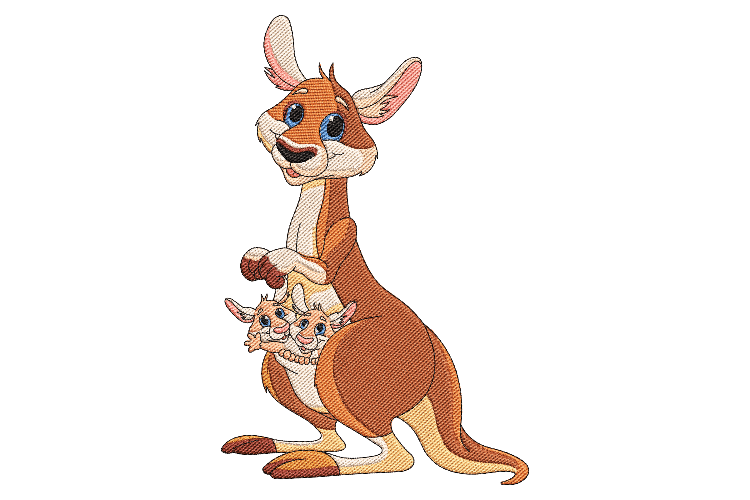 Kangaroo Mom & Twins – Machine Embroidery Design | Embroidize