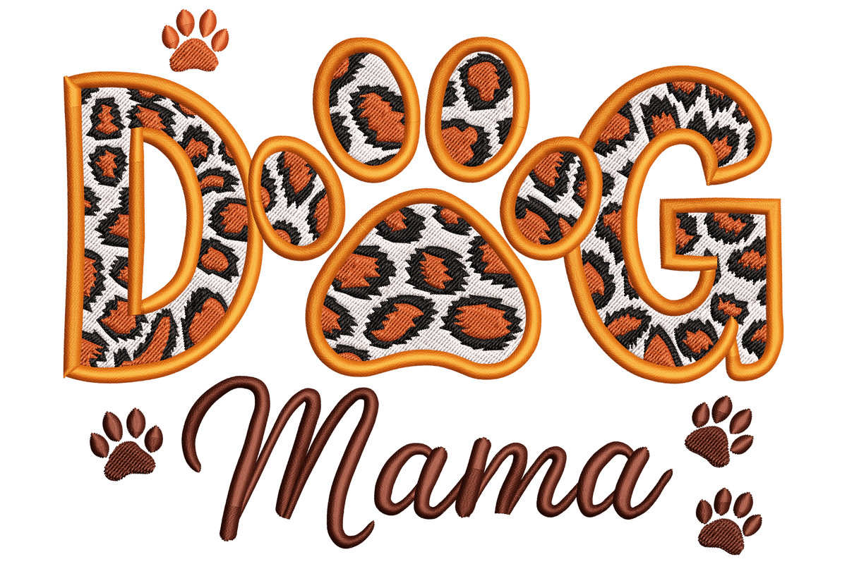 Leopard Dog Mama – Paw Print Machine Embroidery Design | Embroidize