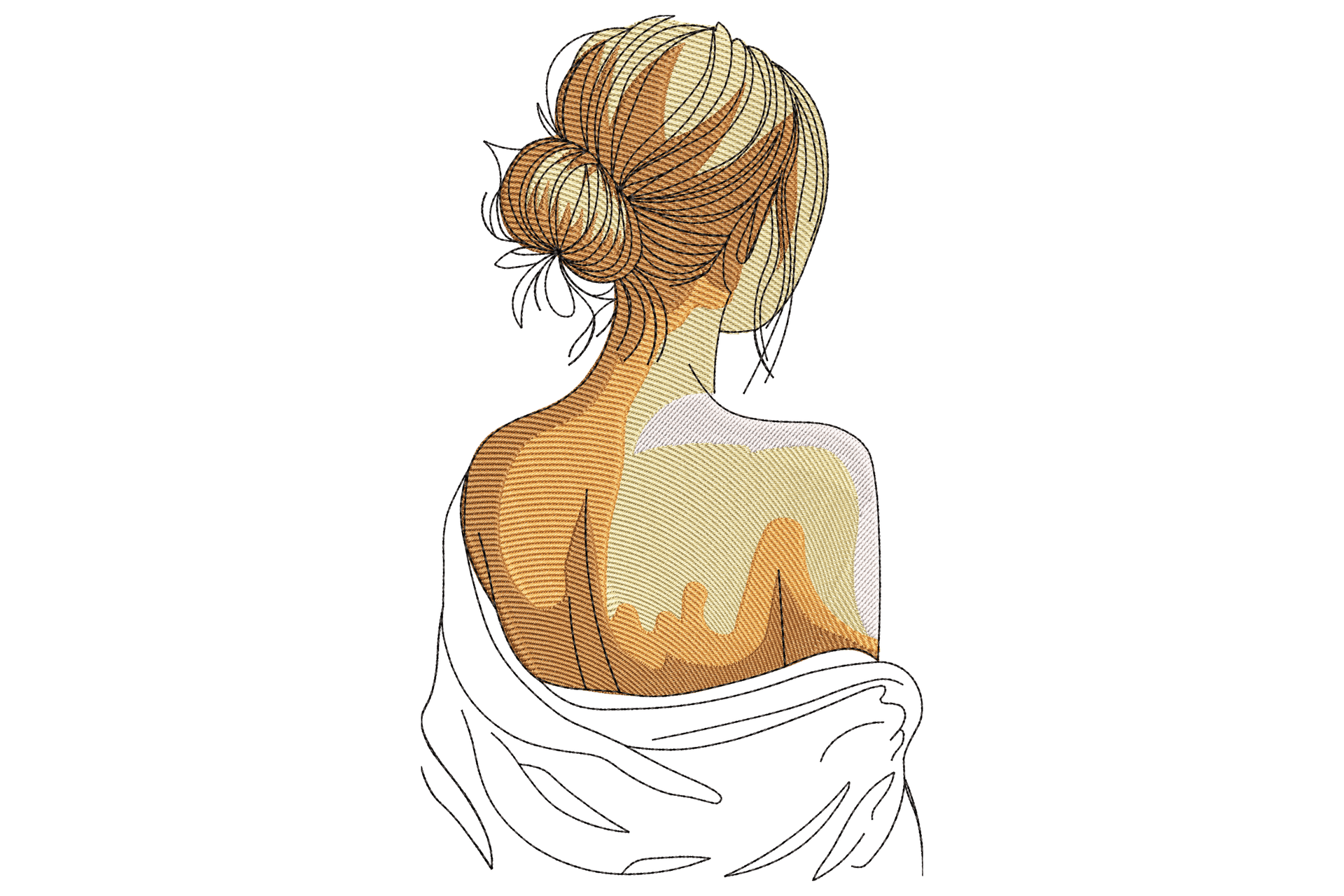 Back View Woman – Minimal Line Art Machine Embroidery Design | Embroidize