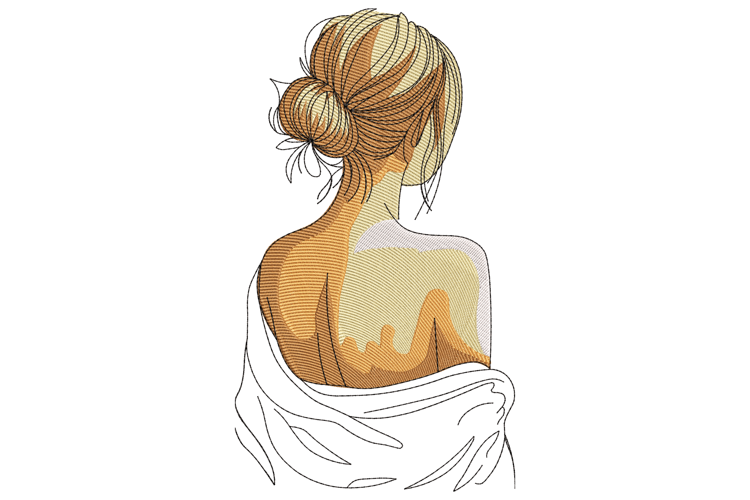 Back View Woman – Minimal Line Art Machine Embroidery Design | Embroidize