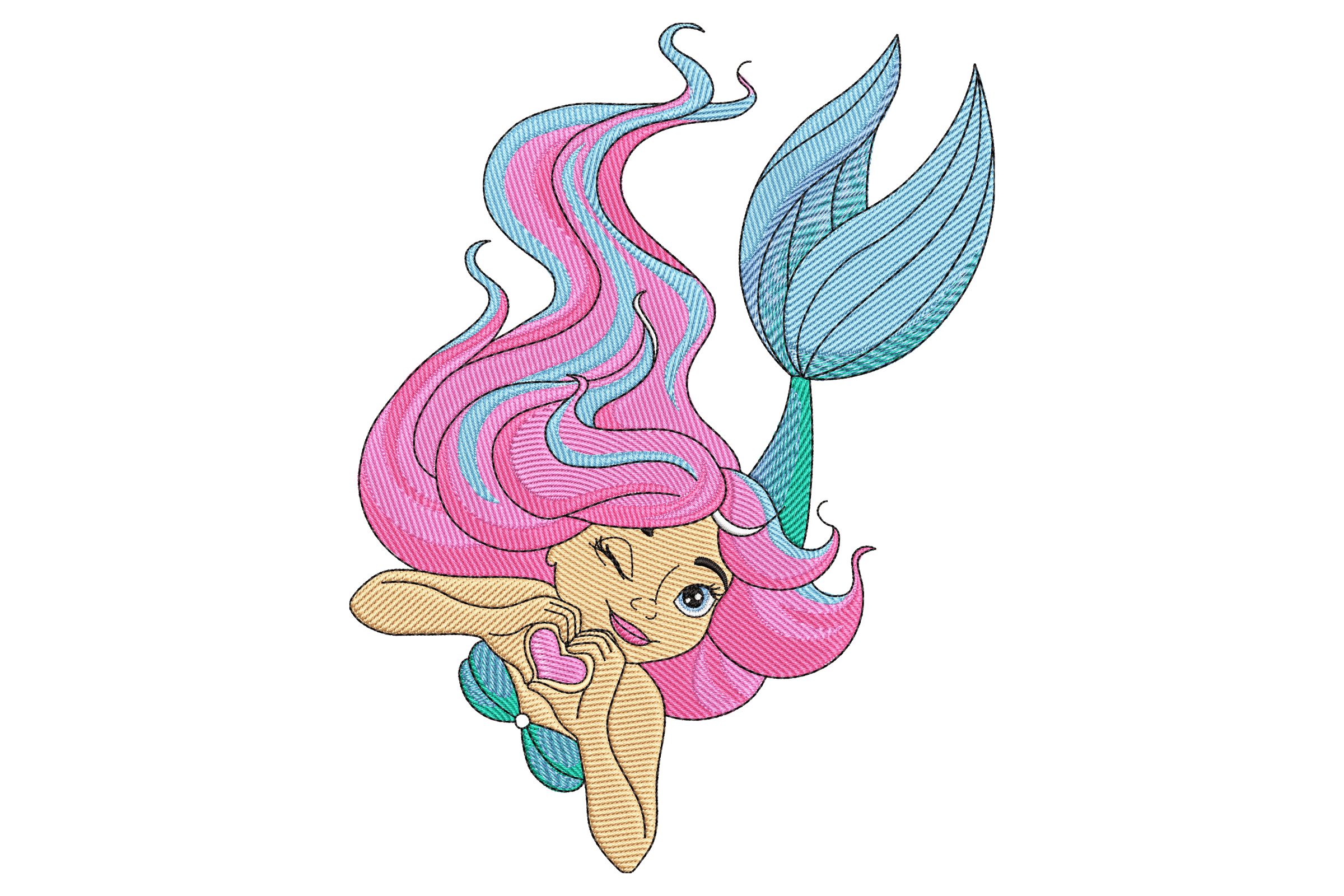 Sweet Mermaid Heart – Kids Machine Embroidery Design | Embroidize