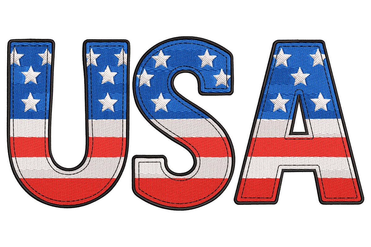 Patriotic USA Letters – Flag Machine Embroidery Design | Embroidize