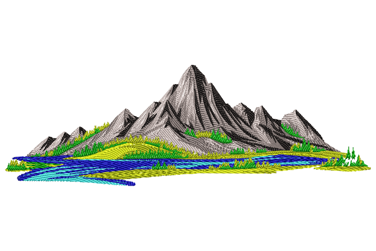Mountain Lake Panorama – Scenic Machine Embroidery Design | Embroidize