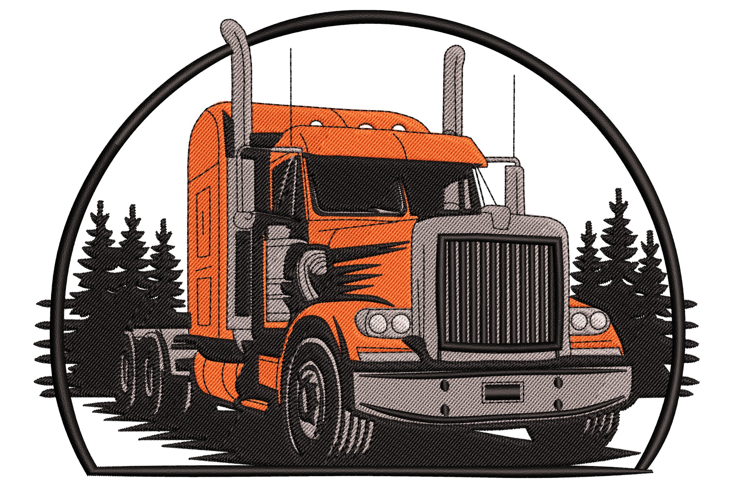 Retro Semi Truck Patch – Trucker Machine Embroidery Design | Embroidize