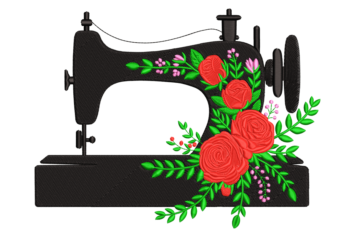 Vintage Sewing Machine with Roses – Embroidery Design | Embroidize