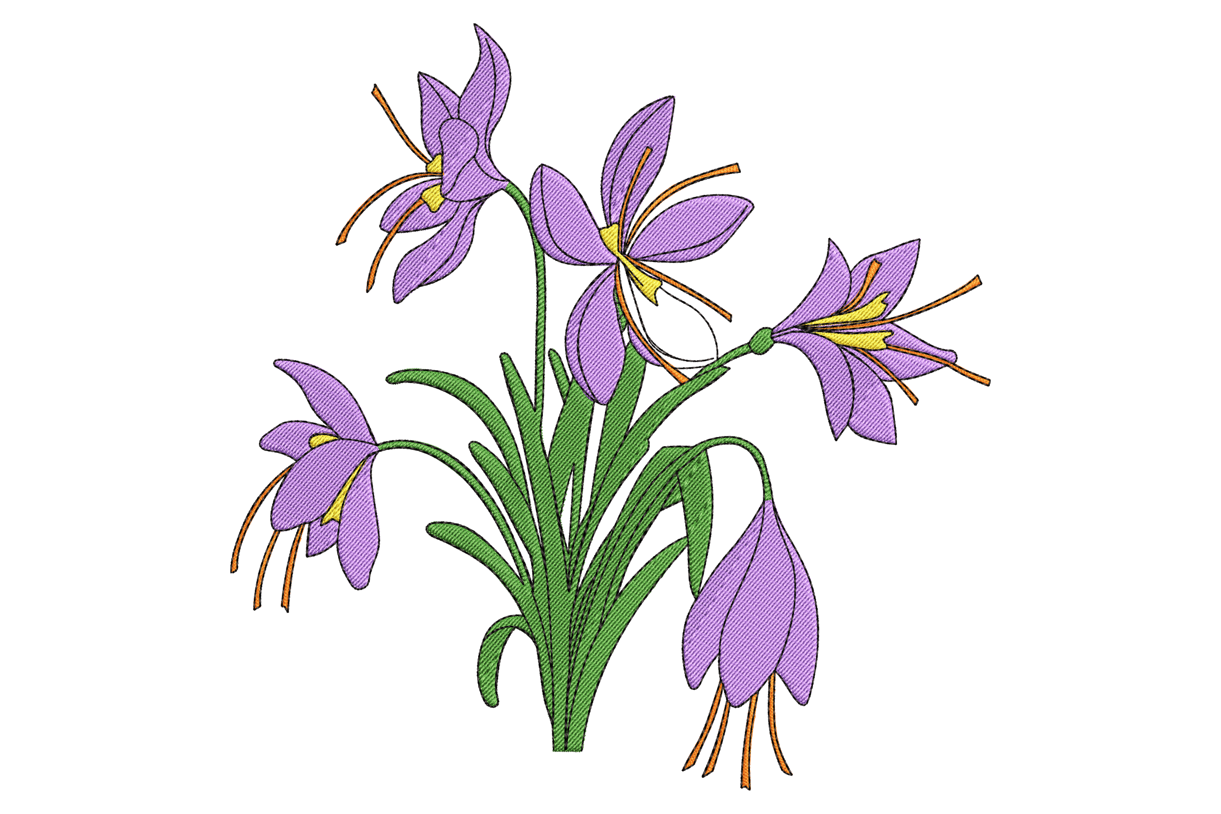 Purple Lily Bouquet – Machine Embroidery Floral Design | Embroidize