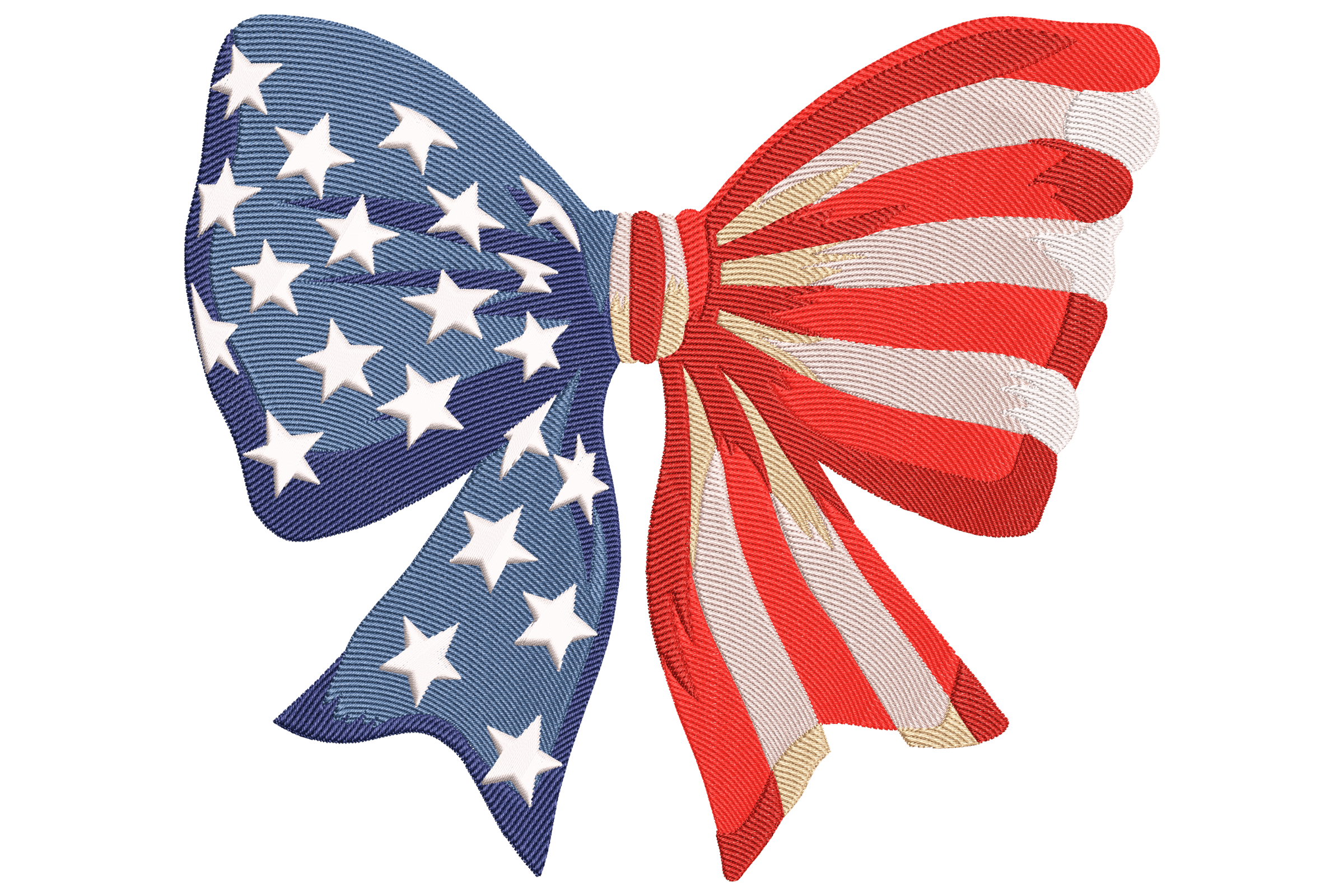 Patriotic Flag Bow – Machine Embroidery Design | Embroidize
